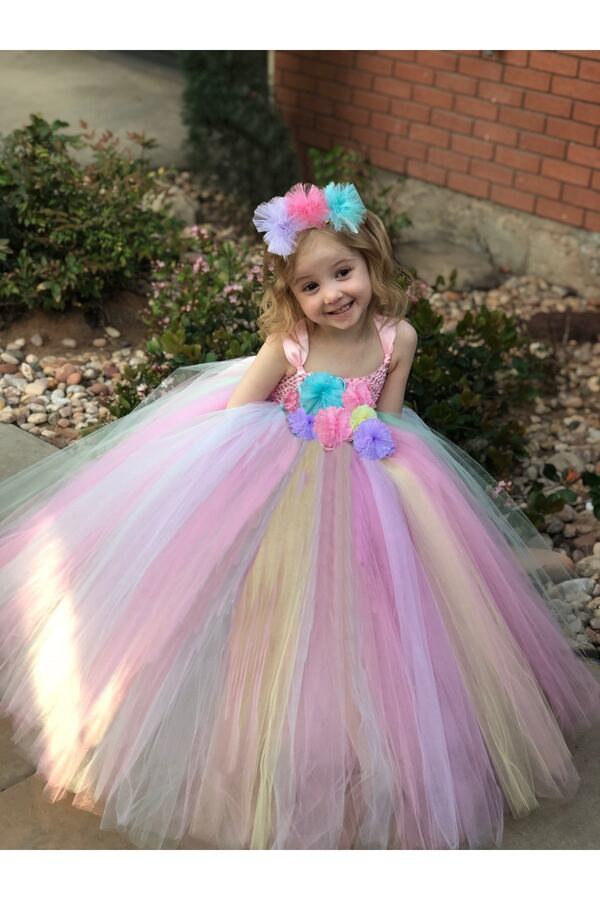 bba new trend Rochie tutu cu unicorn 2 buc. Rochie pufoasă cu coroană ...
