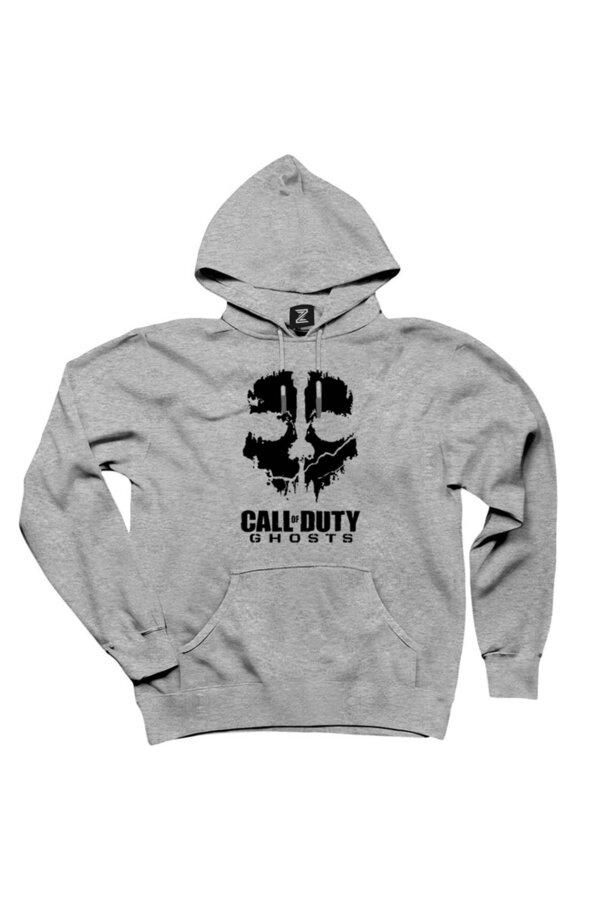 Z zepplin Call Of Duty Black Ghosts Gray Hooded Sweatshirt Hoodie- Trendyol