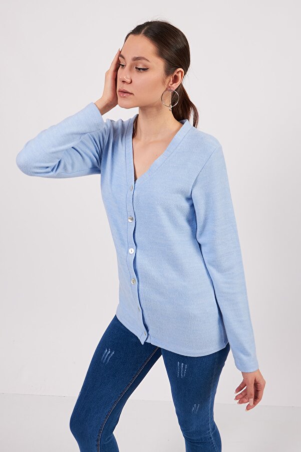Pousse Collection Women's Blue Soft Cardigan- Trendyol