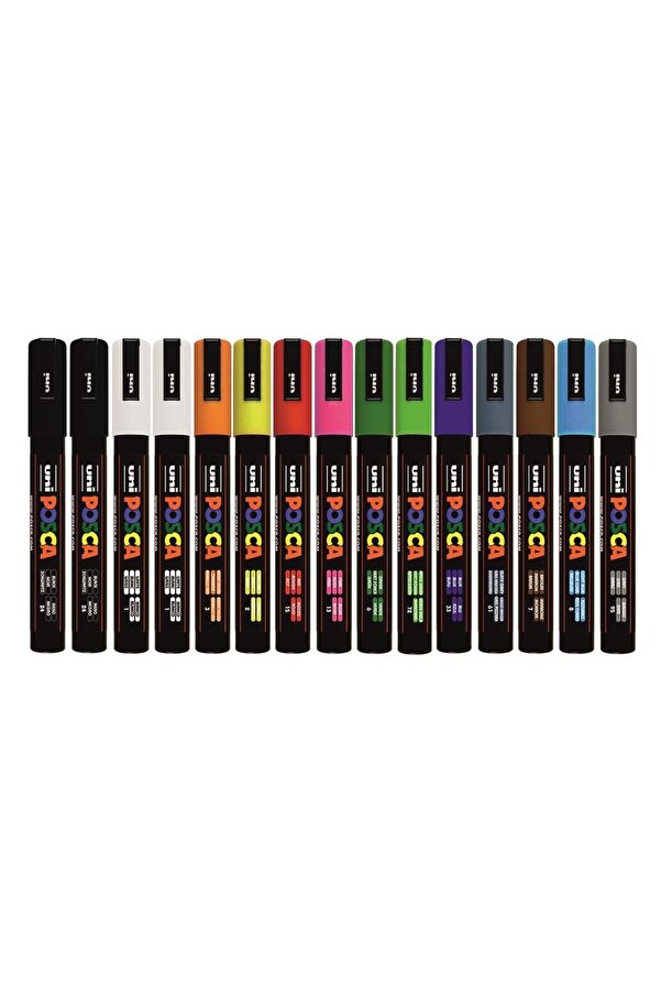 Uni Marker Pc-3M Felt Tip Pen Set of 15 - Trendyol
