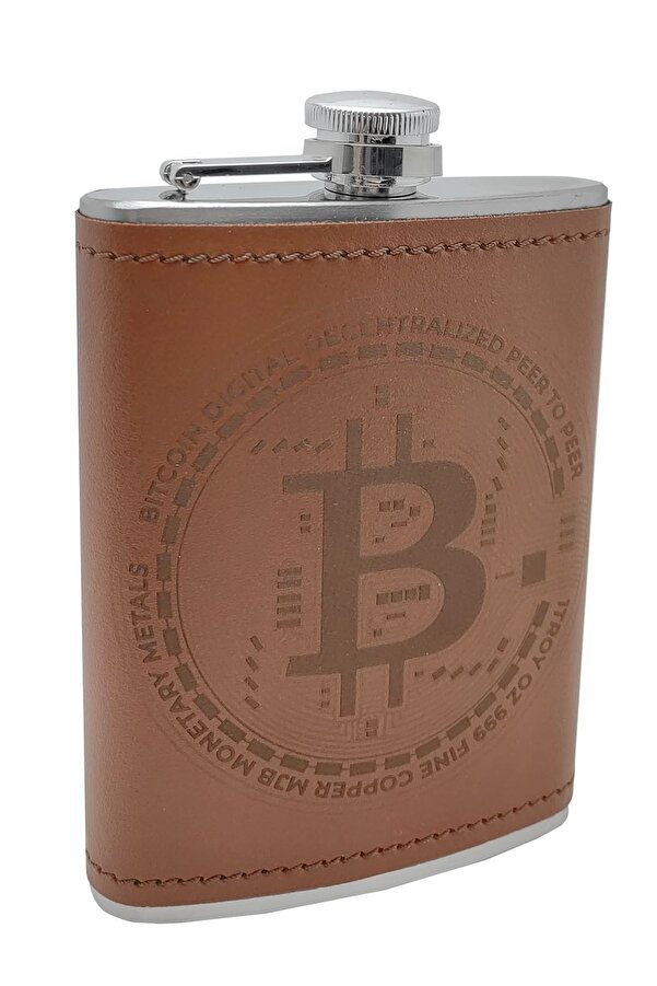 Weather Forecast Bitcoin 8oz 240 ml Tan Leather Covered Steel over ...