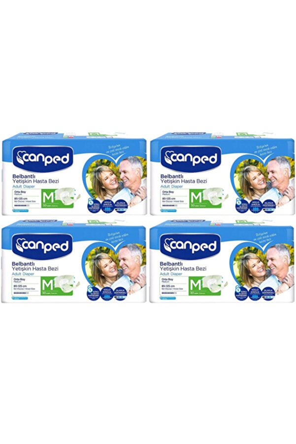 Canped M Medium 120 Pcs Adult Diapers with Polythe - Waistband (4Pk*30 ...