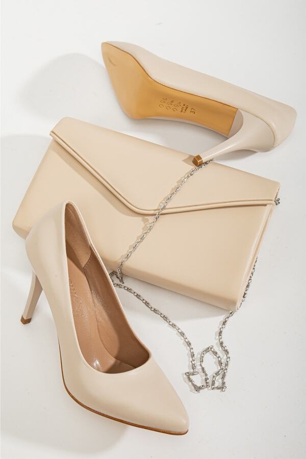 SOFT FASHION Women's Beige Skin Stiletto & Bag Combination Thin High ...