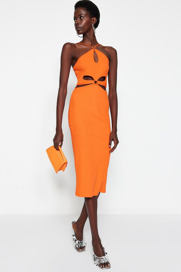 Trendyol Collection Orangefarbenes Tailliertes Gestricktes