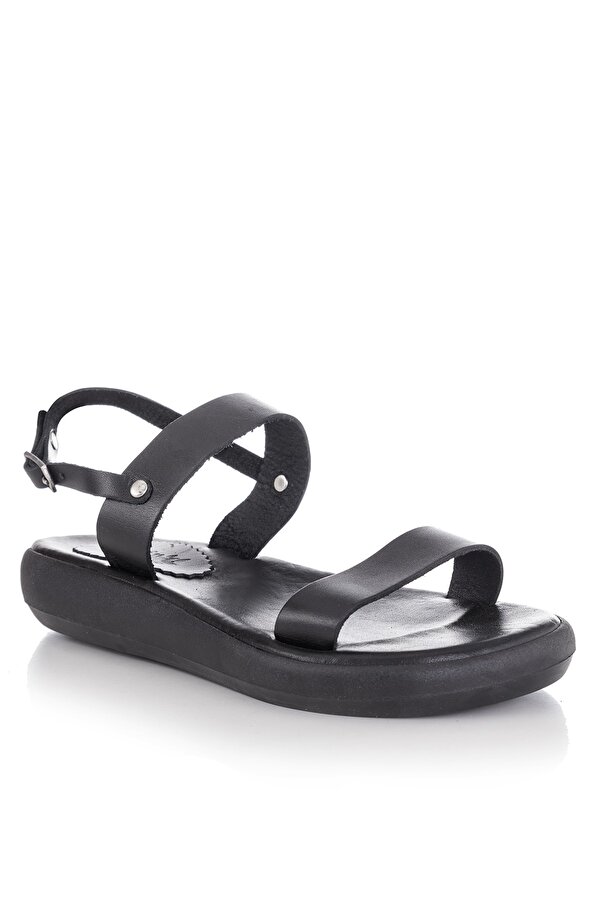 DaphneSandals Sandale negre cu talpă confortabilă din piele naturală ...