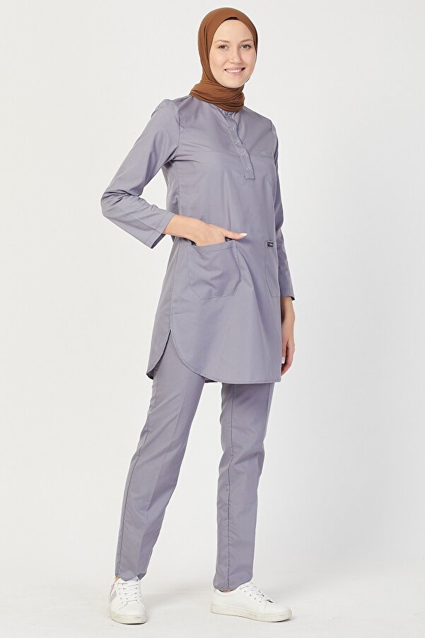 Owlet Medikal Smoke Gray Hijab Uniform Set- Trendyol