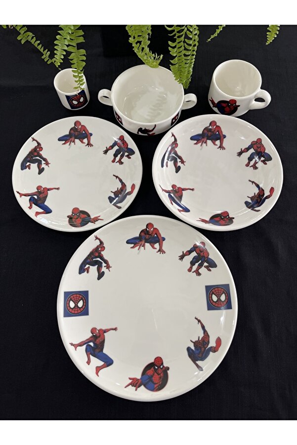 TEBAK COLLECTION Spiderman Spiderman Pattern Porcelain 6 Piece Children ...