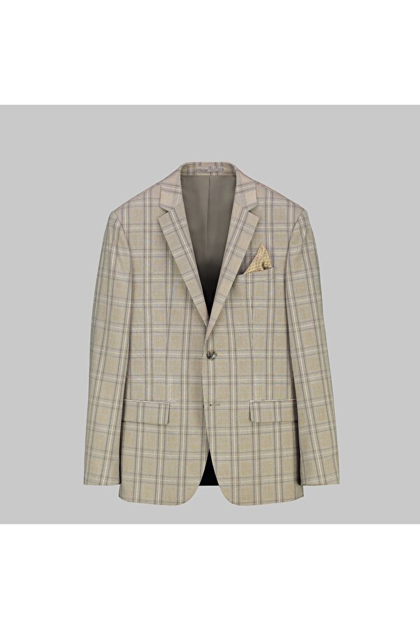 Sarar Interview Zeus Resta Slim Fit Plaid Light Brown Suit- Trendyol