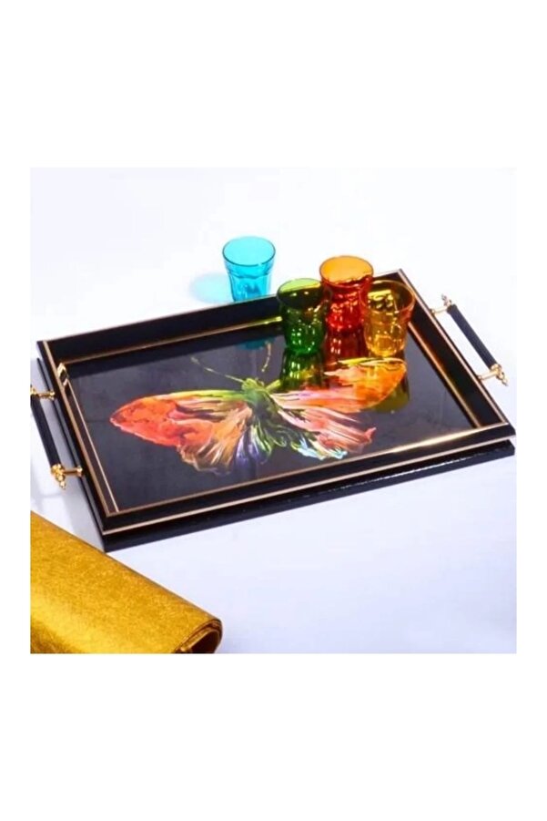 Kosova Naksa.248 Black Tray 50x31 Cm- Trendyol