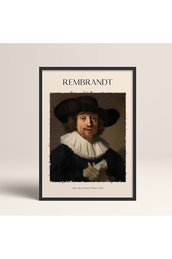 HOMEPACK Μαύρος σκελετός Rembrandt Man με ένα φύλλο μουσικής Πίνακας ...