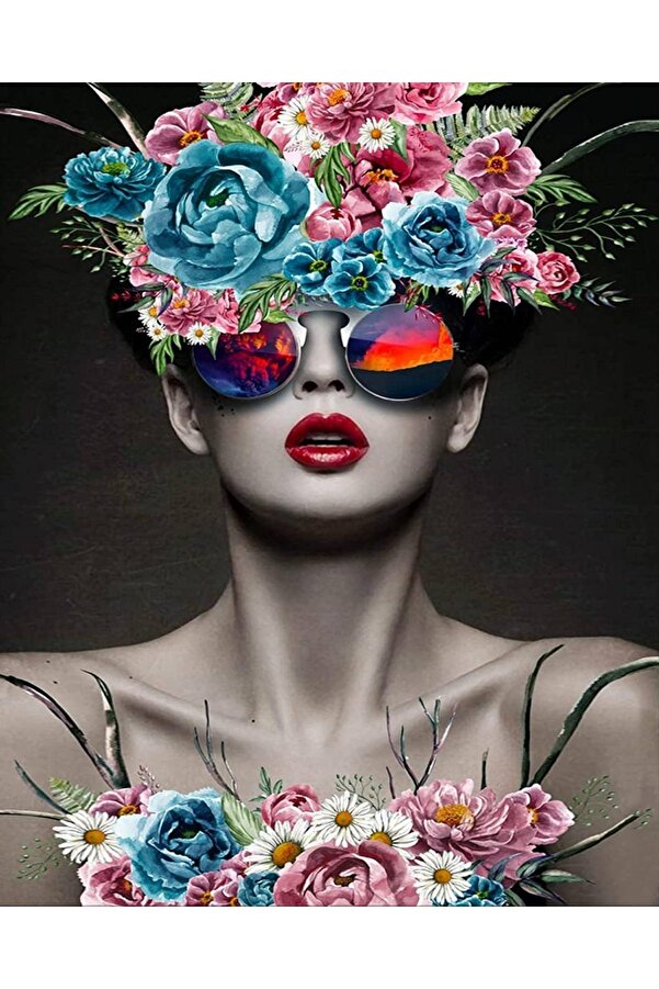 Aselevim Canvas Woman's Flower Posture Painting Set with 7 Numbers with ...