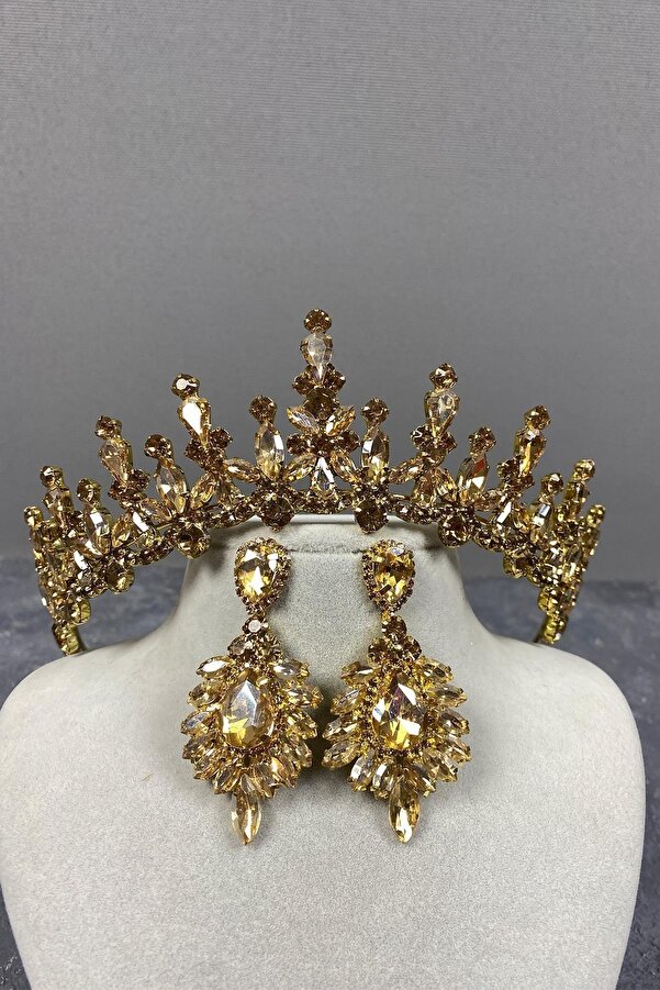 Hobigram Honey Colored Cooper Shuttle Stone Bridal Crown and Shuttle ...