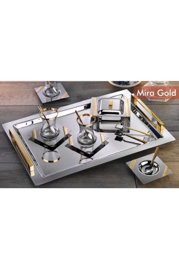 ÖzSa Home Mira Gold 40 Piece Tea Set 304 Quality Stainless Steel - Trendyol
