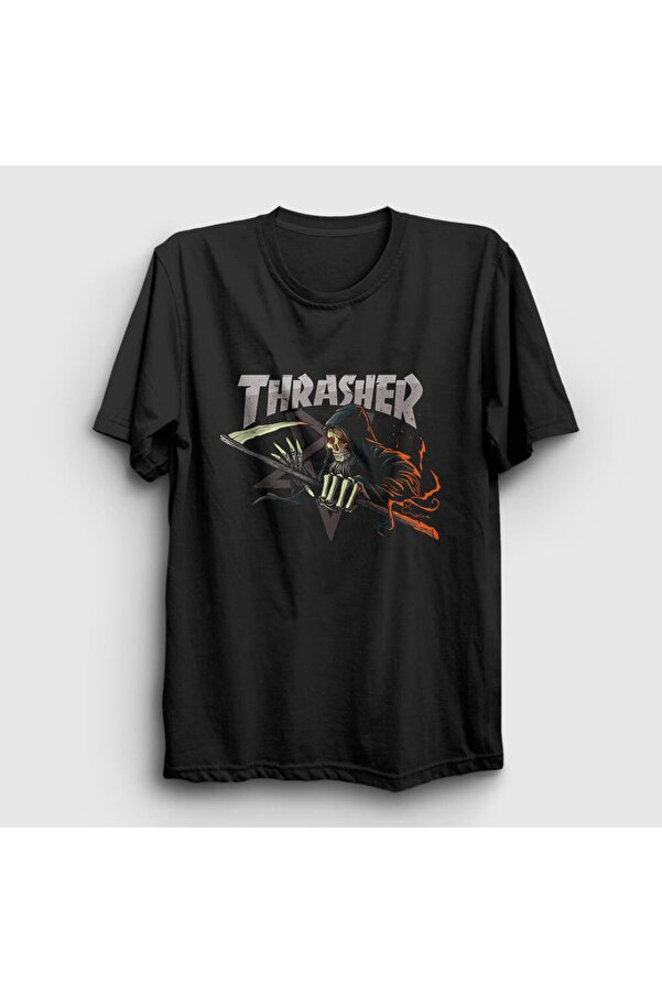 Presmono Unisex Black Grim Reaper Thrasher T-shirt277493tt - Trendyol