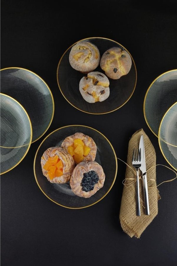 Digithome Fabric 6-Piece Glass Cake Plate Set 21 Cm Gold - Akc901 C320 ...