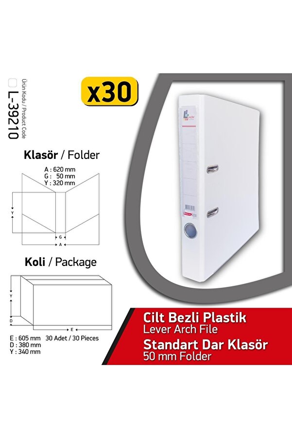 Laçin Folder White Narrow 30 Pieces 1 Box - Trendyol