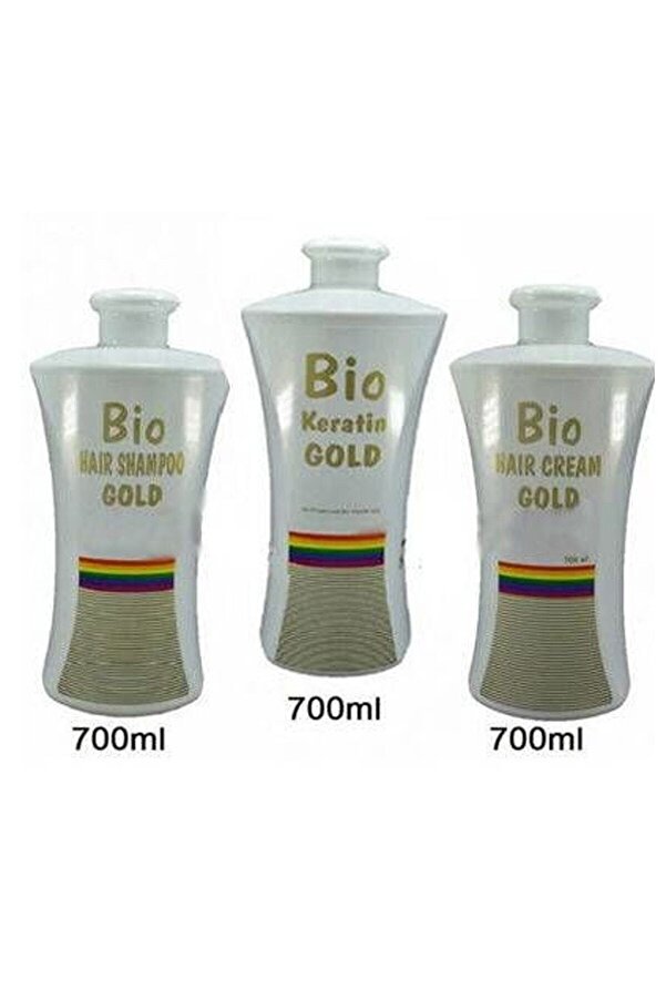 Bio Keratin Gold 700 Ml Gold Permanent Brazilian Blow Dry Set of 3 ...