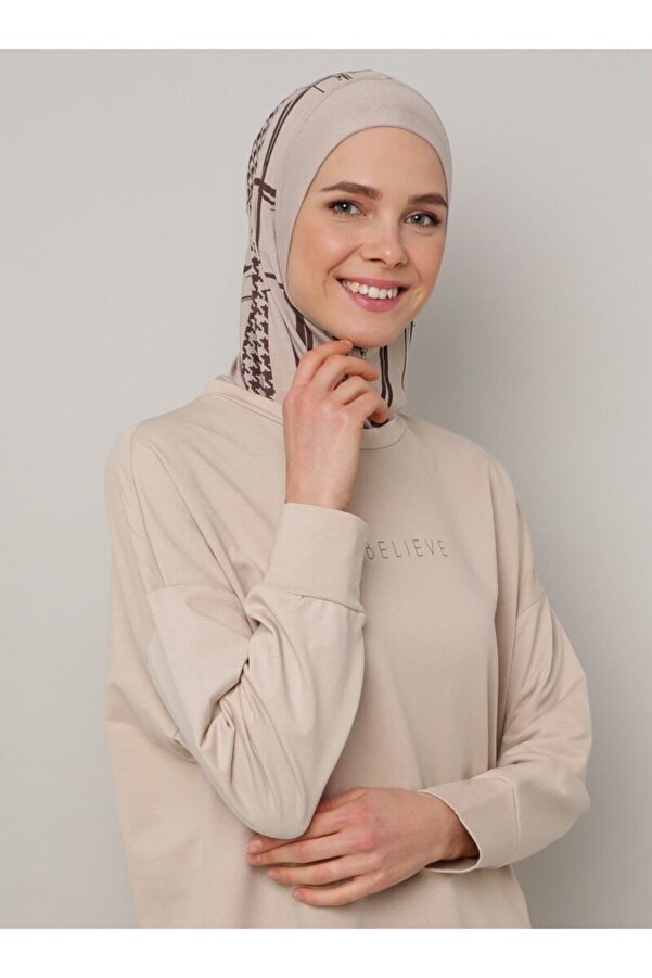 Mervin Şal Women's Light Mink Flat Banded Sporty Bonnet - Trendyol