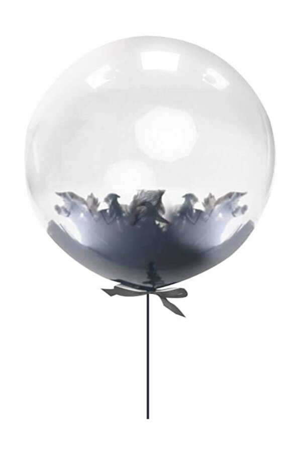 kidspartim 18 Inch Transparent Balloon with Black Feather - Trendyol