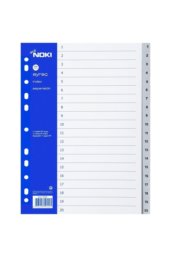 Noki Separator 1-20 Number Plastic A4 Plastic Parting Separator - Trendyol