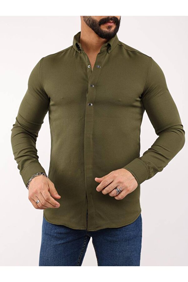 cendertrendmoda Men's Shirt Hidden Button Dabel Model Stylish and ...