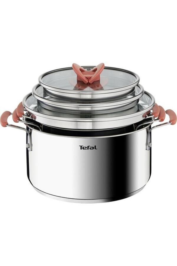 TEFAL Optispace 6 Prc Steel Pot Set (2100115981) - Trendyol