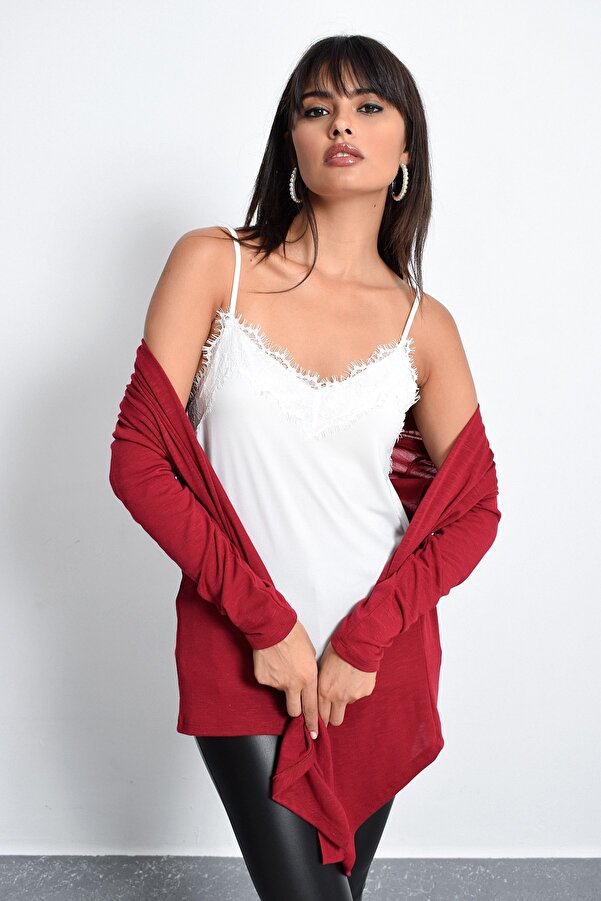 Cool & Sexy Women's White Lace Undershirt LPP5008 - Trendyol