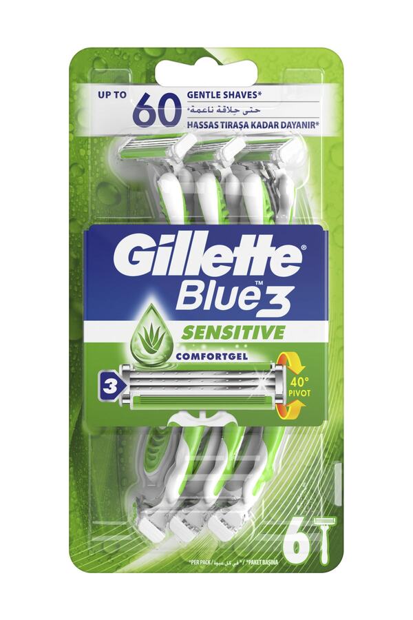 Gillette Blue 3 Sensitive Shaving Blades Set of 6 - Trendyol