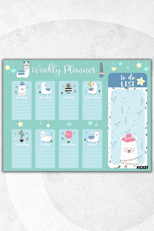Ficksy Weekly Planner - A4 Size - Cute Llama - 30 Sheets - Weekly ...