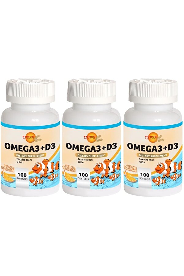 Force Nutrition Omega 3 and Vitamin D3 Fish Oil - 3x100 Softgel, Orange ...