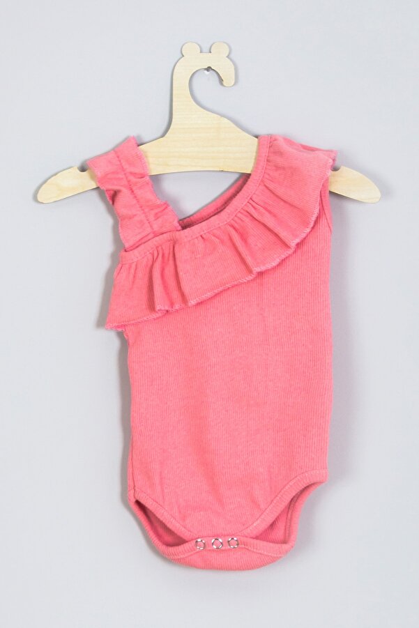 ADABEBEK Single Sleeve Frilled Ribbed Snap Body 005 - Trendyol