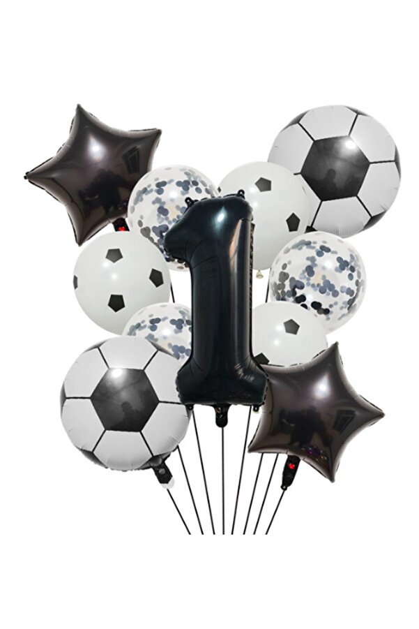 PARTİAVM Football Themed Birthday Balloon Set - Black Numbers- Trendyol