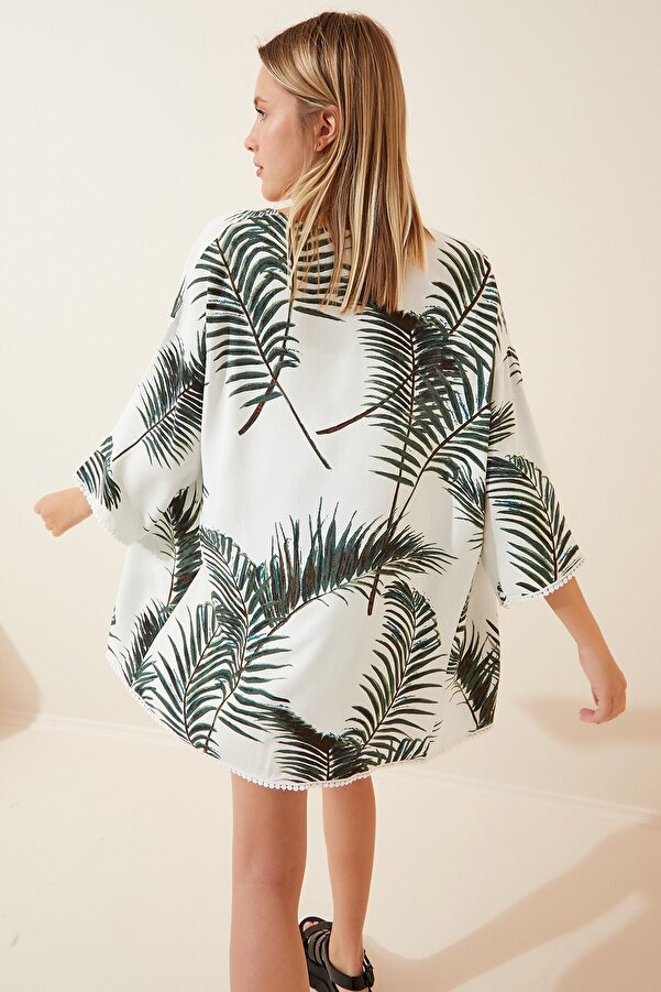 Happiness İstanbul Chimono ZV00142 din viscoză, cu model verde, de damă ...