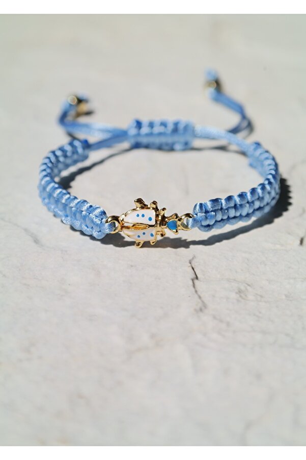 maycollection Pletený náramek Macrame White Ladybug Baby Blue Flush ...