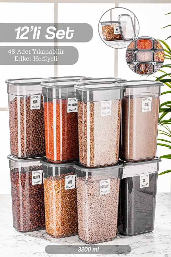 Meleni Home 12-Piece Via Jumbo Size Labeled Rectangular Storage ...