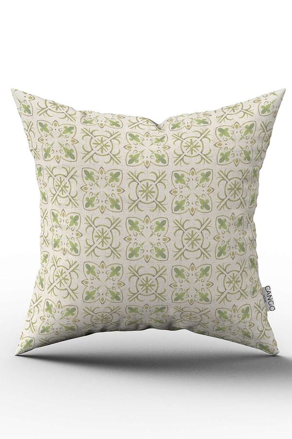 Cango Home Дигитално отпечатана калъфка за възглавница в зелено-кремаво - Cgh1074- Trendyol