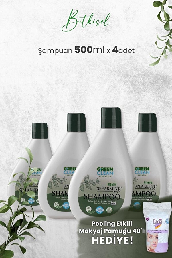 Green Clean Spearmint Shampoo - 275 ml x 4 Pieces and Gift - Trendyol