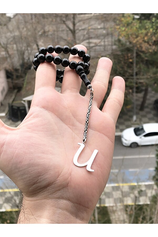 era silver 925 Sterling Silver King Chain Lettered Oltu Stone Rosary ...