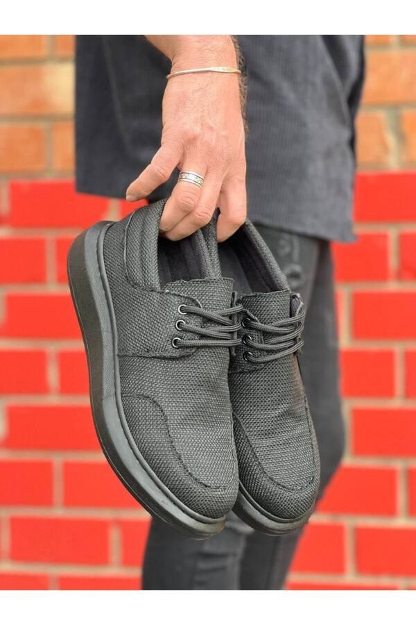 BZ Moda B042 St Laced Orthopedic Sole Linen Men's Classic Shoes Black ...