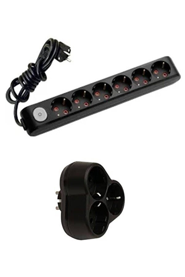 VİKO Black Set Multi-let 6-Plus Switched Grounded Child-Proof Group ...