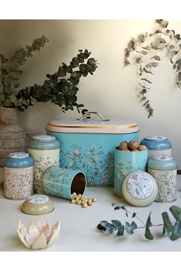 Evle 7-Piece Botanica Erb01u2 Oval Bread Box Set- Trendyol