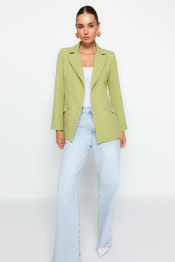 Trendyol Collection Pistachio Green Regular Lined Double Breasted ...