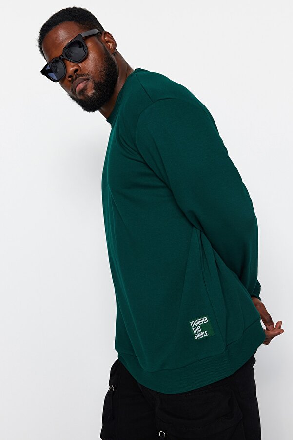 Trendyol Collection Emerald Green Large Size Labeled Sweatshirt - Crew ...