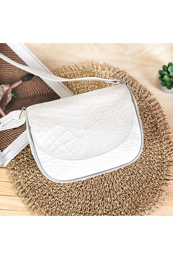 Deribag Real Leather Small Size Cross Strap Women's Shoulder Bag Ivory ...