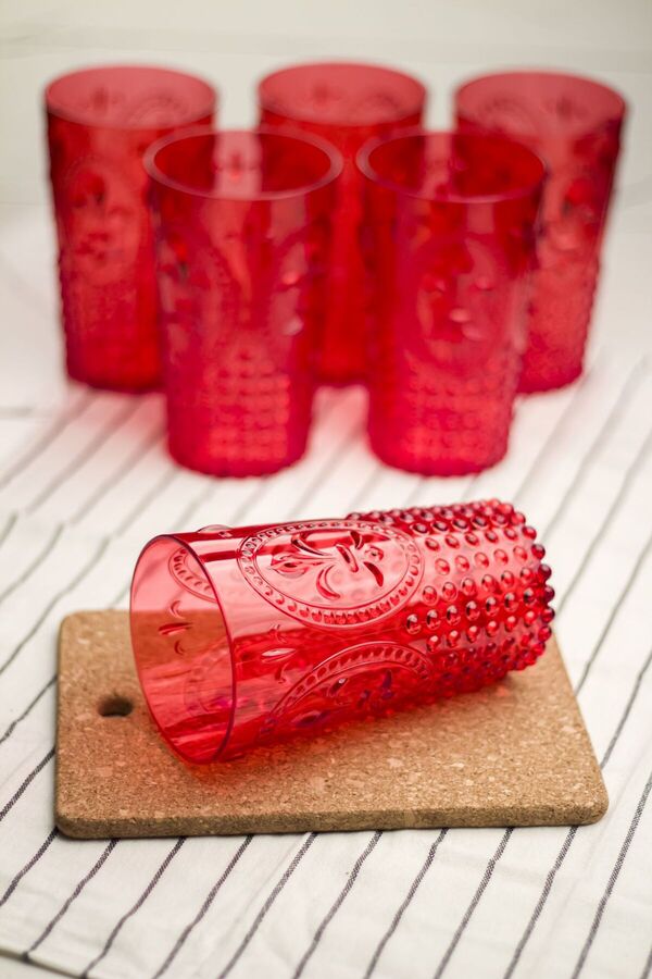 100100e Acrylic Red 6-Piece Long Cup & Water Soft Drink Cup 750 ml (Not ...