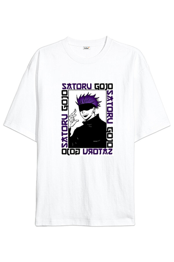 Demal Tekstil Satoru Gojo Jujutsu Kaisen White Oversize Unisex T-Shirt ...