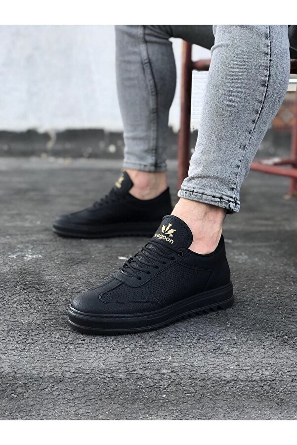 BZ Moda B022 ST Lace-up Orthopedic Sole Men's Sneaker Shoes Black- Trendyol