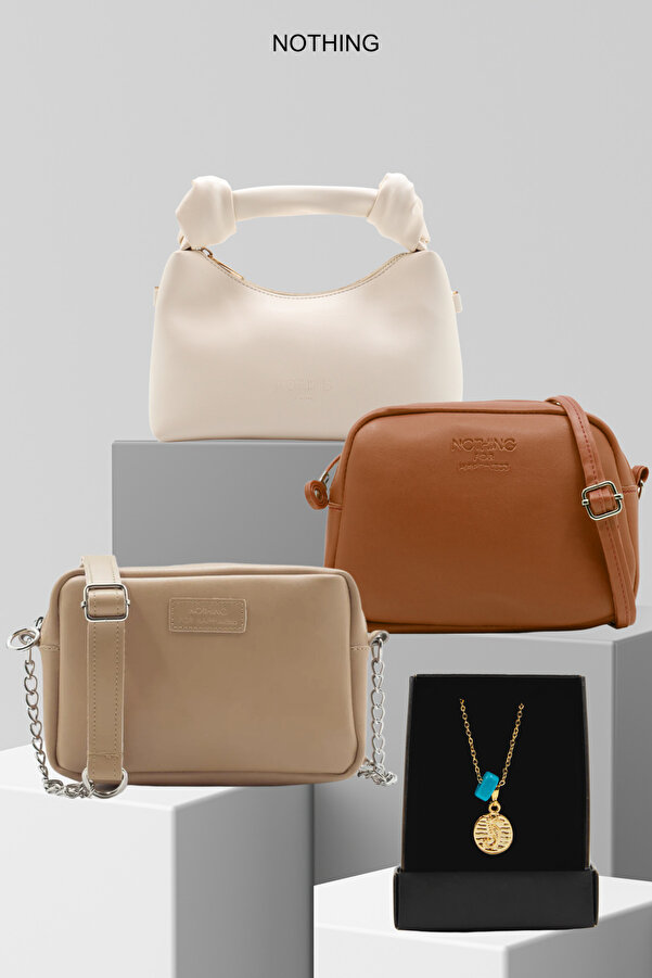 NOTHING Women's 3-Piece Chain Bag Urban Bag Knot Detailed Bag Set with ...