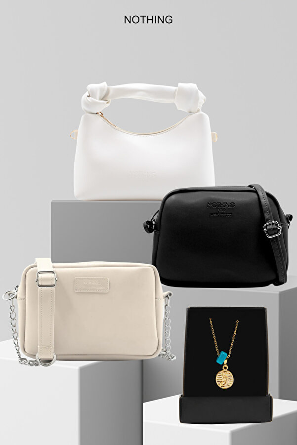 NOTHING Women's 3-Piece Chain Bag Urban Bag Knot Detailed Bag Set with ...