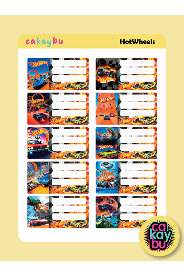 cakaybu Adhesive Sticker for Hot Wheels School Notebook - Trendyol